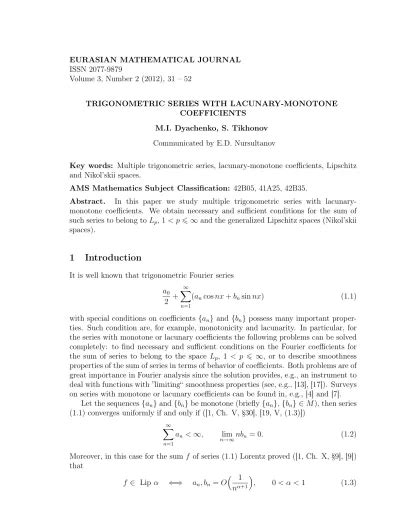 Trigonometric Series With Lacunary Monotone Coefficients