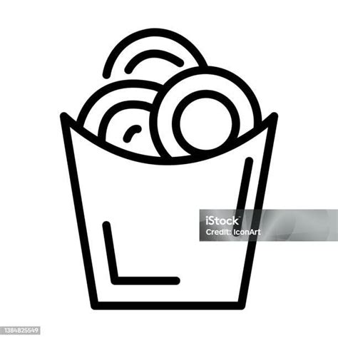 음식 컬렉션에서 양파 반지 아이콘 흰색 배경에 고립 된 얇은 선형 양파 반지 음식 양파 윤곽 아이콘 라인 벡터 양파 반지 기호 웹 및 모바일 기호 0명에 대한 스톡 벡터