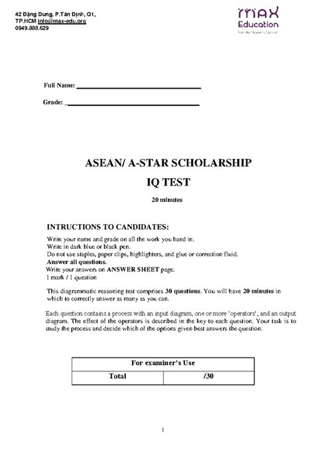 MAX Education IQ test of Diagrammatic Reasoning Test 1 Questions 42 Đặng Dung Pân Định Q1