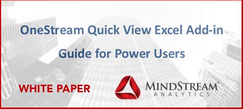 Onestream Excel Addin Mindstream Analytics