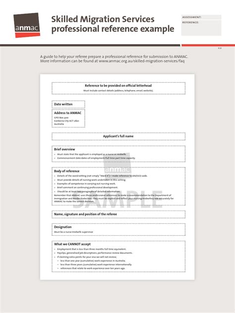Anmac Professional Reference Example Pdf