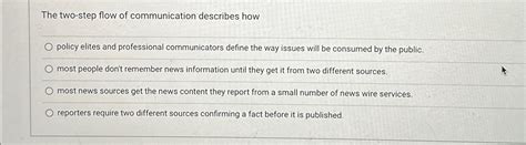 Solved The Two Step Flow Of Communication Describes