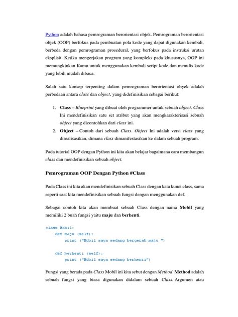 Python Adalah Bahasa Pemrograman Berorientasi Objek Pdf