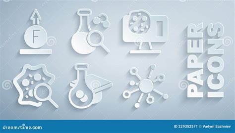 Set Graduation Cap Genetic Engineering Microorganisms Under Magnifier Molecule Test Tube And