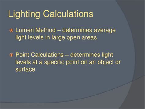 Ppt Lighting Calculations Powerpoint Presentation Free Download Id 707097