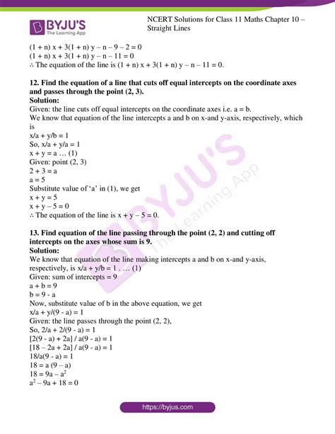 NCERT Solutions For Class Maths Chapter Straight Lines