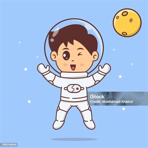 우주에서 달에 떠 다니는 귀여운 작은 우주 비행사 우주 기술 벡터 일러스트 레이 션 과학에 대한 스톡 벡터 아트 및 기타 이미지 과학 귀여운 날기 Istock