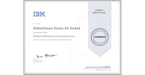 Abdulrahman Hadad On Linkedin Completion Certificate For Collaborate Effectively For