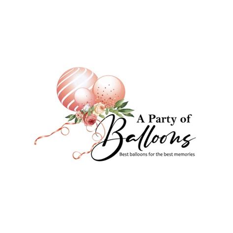 Balloon Logo Design Premade Logo Party Logo Black And Gold And Rose