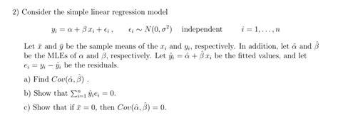 Solved 2 Consider The Simple Linear Regression Model €in0