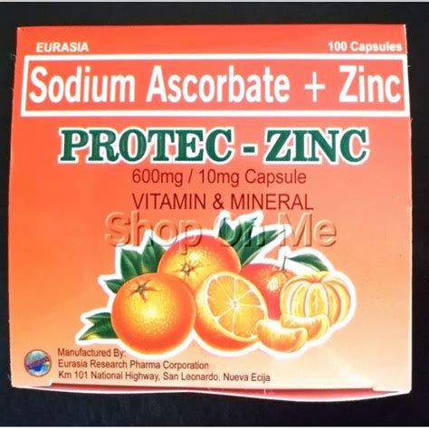 Protec Zinc Meedzinc Ascorbic Acid As Sodium Ascorbate Zinc 100capsules Lazada Ph