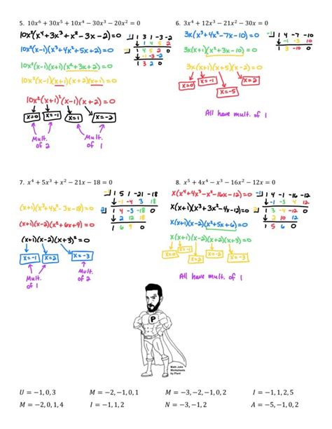 Finding Real Roots Of Polynomials Joke Worksheet 2 With Answer Key