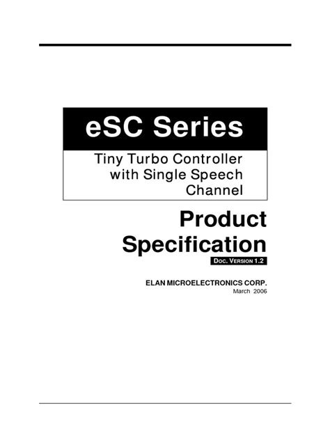 Esc Series Product Specification Pdf Inputoutput Electronic