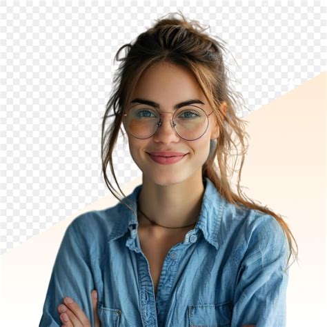 A Woman Wearing Glasses And A Shirt With A Blue Shirt That Says Quot