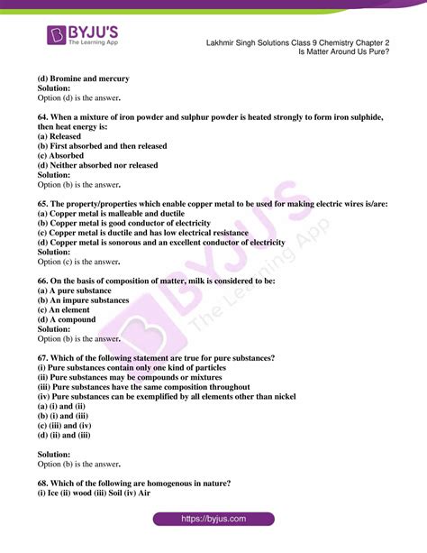 Lakhmir Singh Chemistry Class 9 Solutions For Chapter 2 Is Matter