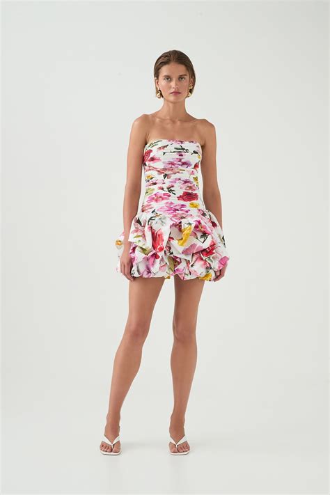 Violette Bubble Hem Mini Dress Collage Floral Aje Aje Row
