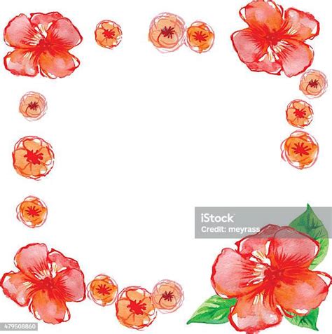 워터컬러 적색 및 자주색 꽃 복사 공간이 0명에 대한 스톡 벡터 아트 및 기타 이미지 0명 2015년 개체 그룹 Istock
