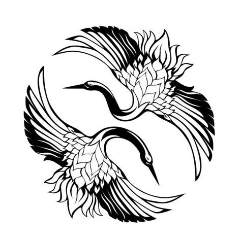 130 Japanese Crane Art Clip Art Stock Illustrations Royalty Free