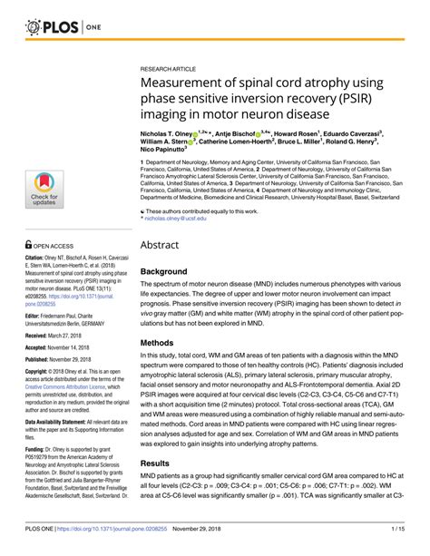 Pdf Measurement Of Spinal Cord Atrophy Using Phase Sensitive Inversion Recovery Psir Imaging