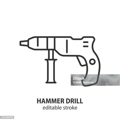 해머 드릴 라인 아이콘입니다 드릴 도구 개요 벡터 기호입니다 편집 가능한 획 Rotary International에 대한 스톡 벡터 아트 및 기타 이미지 Rotary