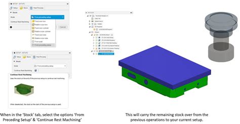 using the from preceding setup tool in autodesk fusion cam