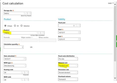 How To Correct The Material Cost In Sage X3