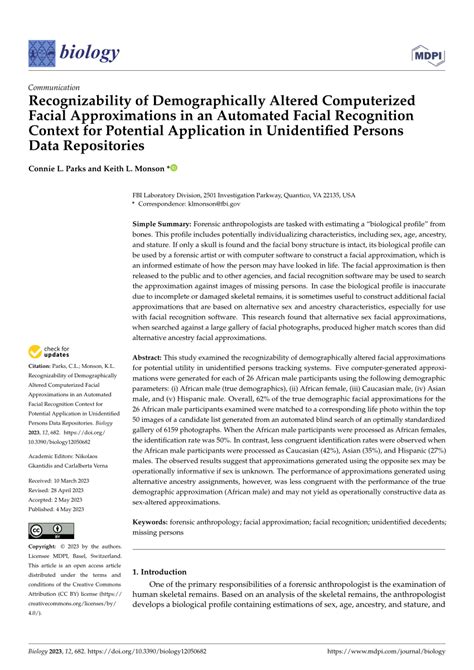 Pdf Recognizability Of Demographically Altered Computerized Facial