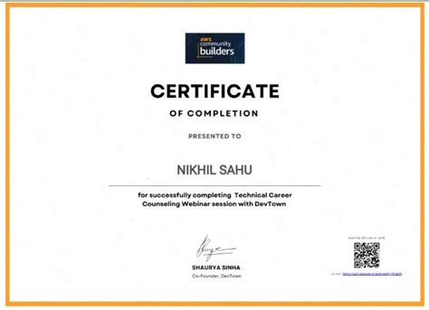 Nikhil Kumar Sahu On Linkedin Devtown Certificateofcompletion Careercounselling Webinar