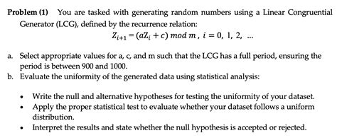 Solved Problem 1 ﻿you Are Tasked With Generating Random
