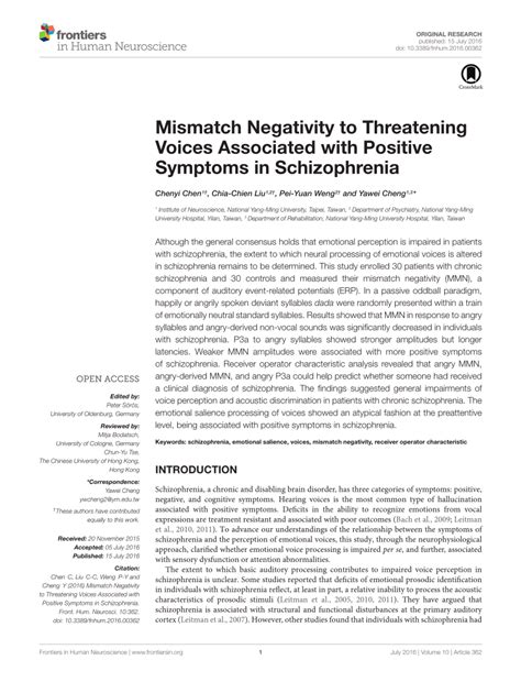 Pdf Mismatch Negativity To Threatening Voices Associated With