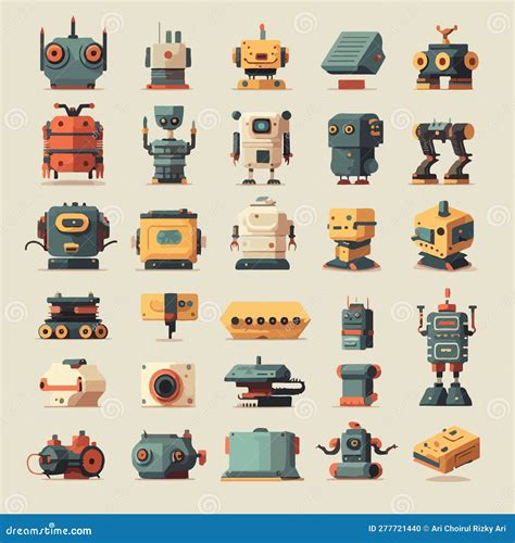Vector Futuristic Robot Constructor Flat Icon Stock Illustration Illustration Of Electronic
