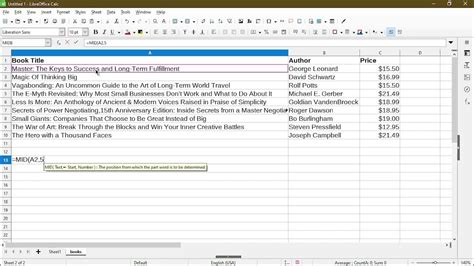 How To Get A Substring In A Cell Libreoffice Calc Youtube