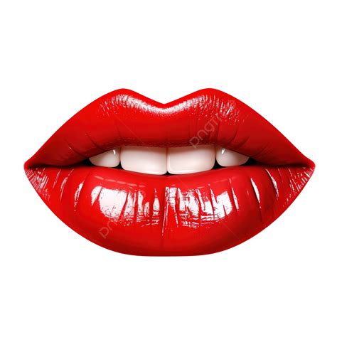 Glossy Bright Red Lips Smiling Red Lips Smile Glossy PNG Transparent