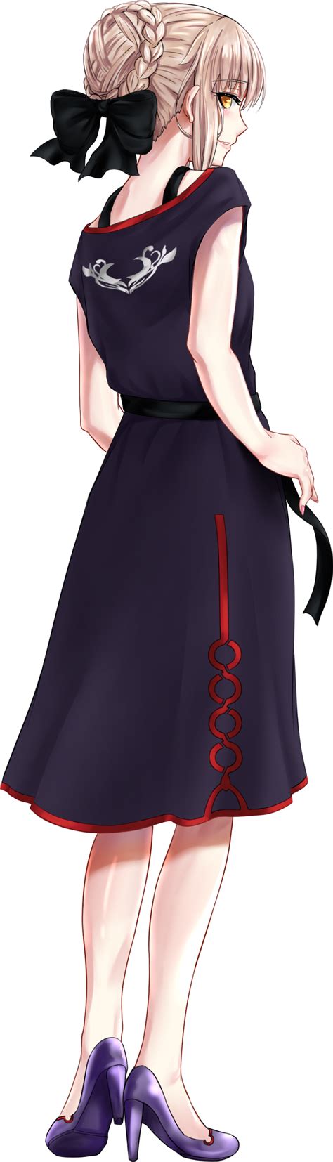 Download Elegant Anime Girlin Navy Dress