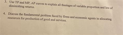 Solved Use TP And MP AP Curves To Explain All Thestages Chegg