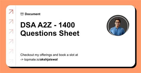 Dsa A2z 1400 Questions Sheet With Aksh Jaiswal Aksh Jaiswal