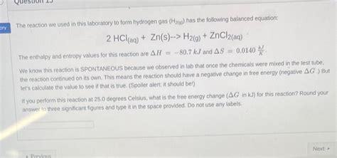 Solved The Reaction We Used In This Laboratory To Form Chegg