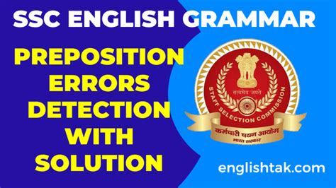 Preposition Errors Detection With Solution Ssc English Grammar