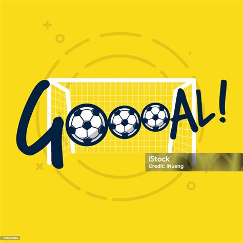 축구 또는 축구에 대 한 목표 서명 게임 노란 배경에 평면 벡터입니다 축구에 대한 스톡 벡터 아트 및 기타 이미지 축구 Championship 게이트 Istock