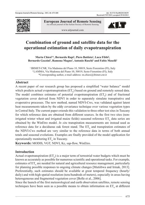 Pdf Combination Of Ground And Satellite Data For The Operational Estimation Of Daily