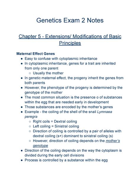 Genetics Exam Notes Genetics Exam Notes Chapter Extensions Modifications Of Basic