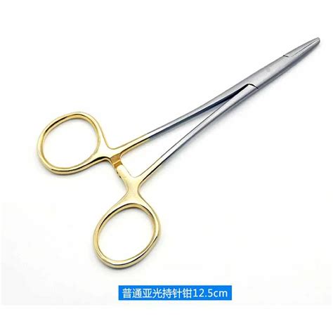 125cm 골든 컬러 핸들 바늘 클램프 의료용 펜치 외과 집게 쌍꺼풀 성형 수술 바늘 홀더펫 수술 의료 기계