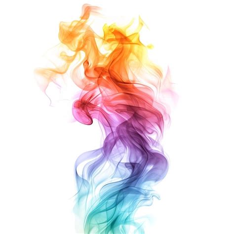 Colorful Fire Flames Smoke Isolated On White Background Premium Ai