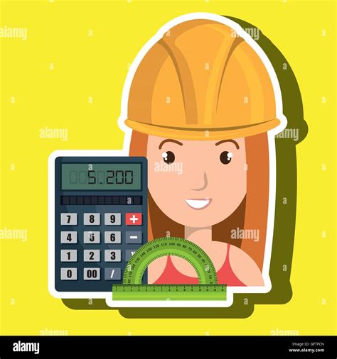 Woman Architecture Calculator Rule Stock Vector Image Art Alamy