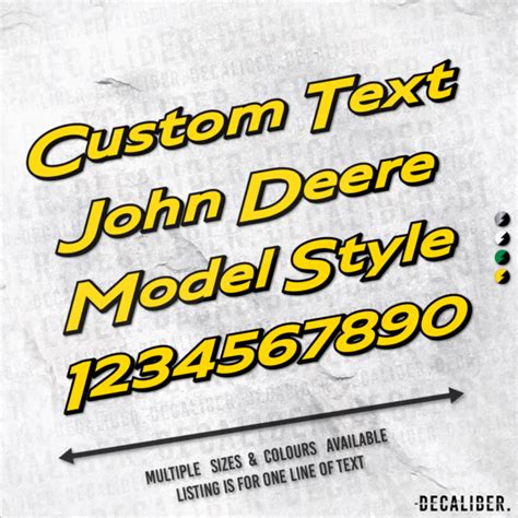 custom text john deere model style 2 tone decaliber