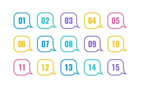 흰색 배경에 슈퍼 세트 라인 글머리 기호입니다 1에서 15까지의 숫자를 가진 다채로운 마커 현대 벡터 일러스트 레이 션 15에 대한 스톡 벡터 아트 및 기타 이미지 Istock