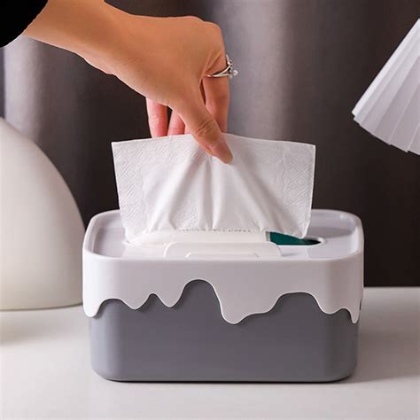 Vrorvz Plastic Tissue Box Organizer With Drawer For Living Room Storage