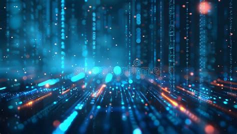Abstract Digital Background With Glowing Data Streams And Light Trails Representing Technology