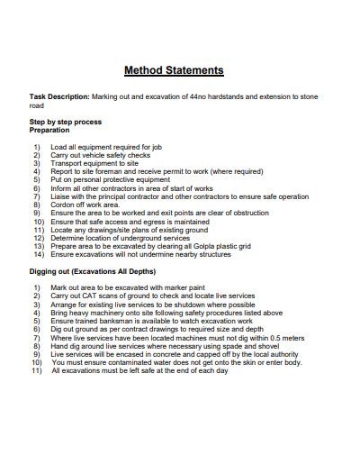Simple Method Statement Templates PDF DOC