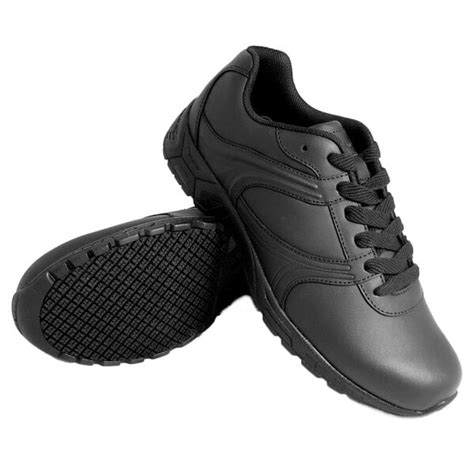 Genuine Grip® 130 Womens Size 8 Wide Width Black Leather Athletic